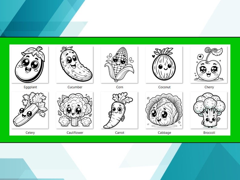 Coloring Pages for Kids - 50 Fruits and Vegetables Printable ...