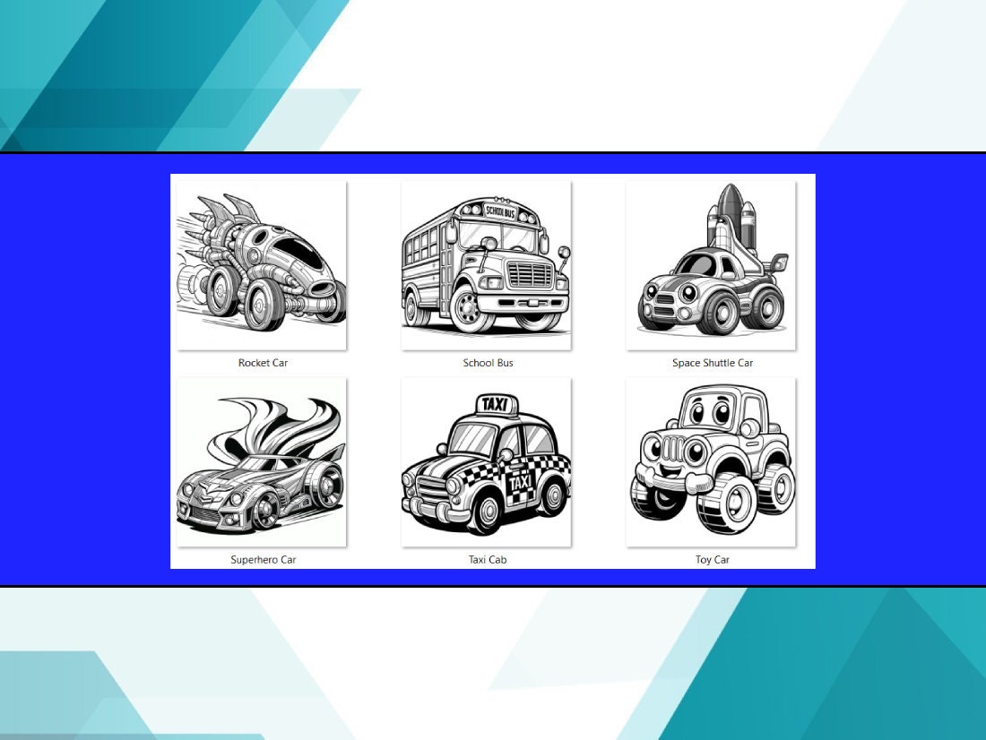 Car Coloring Pages for Kids – 25 Printable Designs (PDF, ZIP) - Etsy