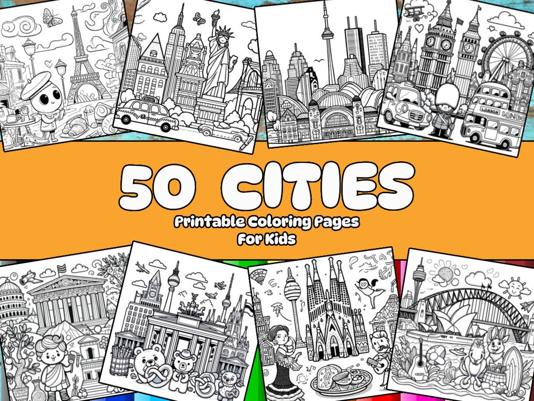 Coloring Pages for Kids - Featuring 50 Cities: Educational Fun With ...