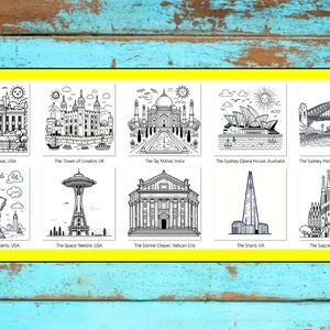 World Landmarks Coloring Pages – 50 Famous Monuments (PDF) - Etsy