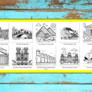 World Landmarks Coloring Pages – 50 Famous Monuments (PDF) - Etsy