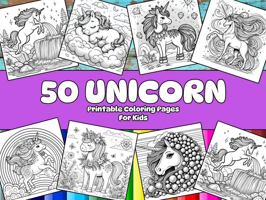 Cute Unicorn Coloring Pages for Kids – 50 Printable Designs (PDF, JPG ...