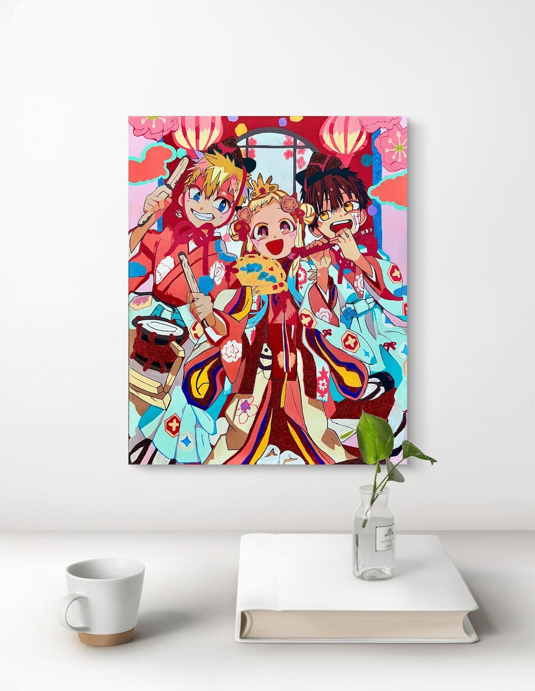 Vibrant Anime-inspired Acrylic Painting, Handmade Anime Wall Art ...
