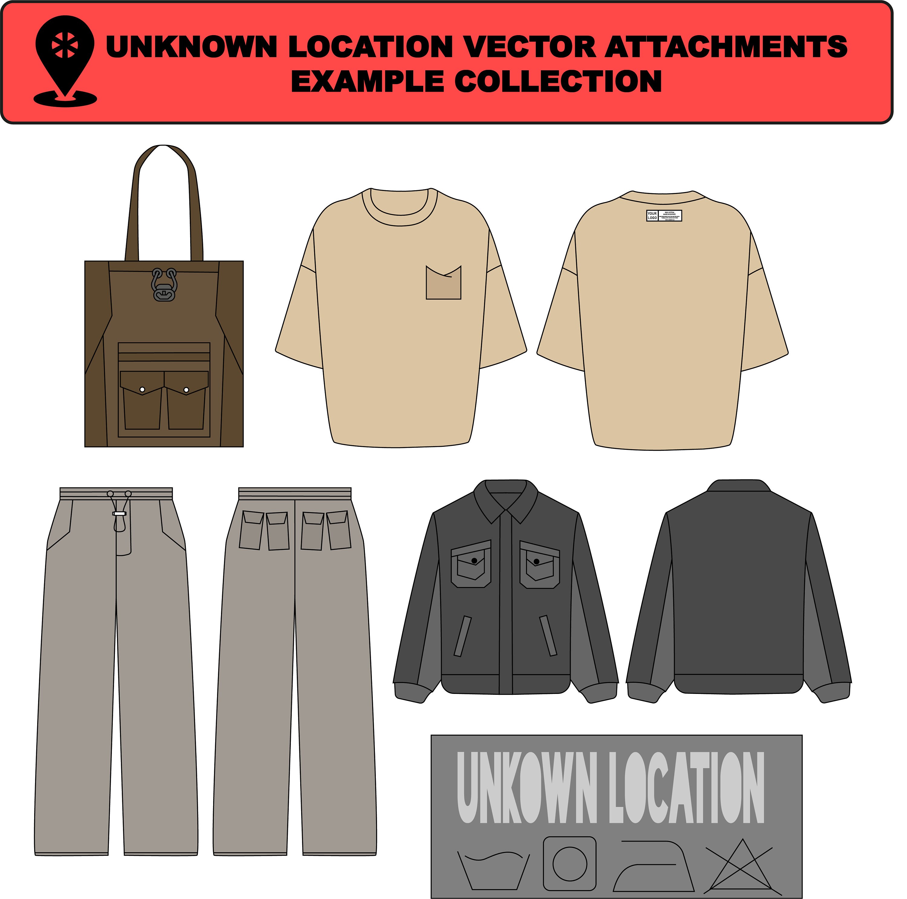 Vector Attachments Pack Streetwear Clothing Techpack Mockup Modifier ...