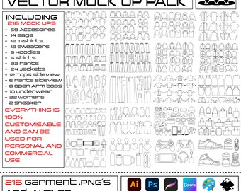 Vector Attachments Pack Streetwear Clothing Techpack Mockup Modifier ...