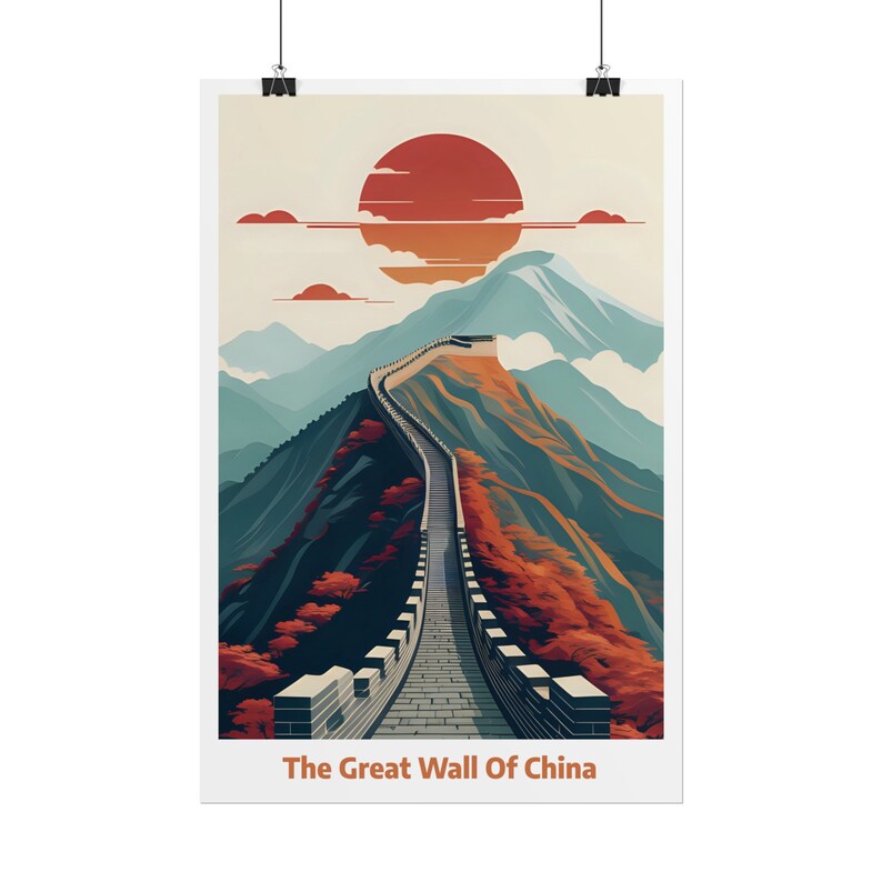 Great Wall of China Poster Stunning Landscape Art Print for Home Decor ...
