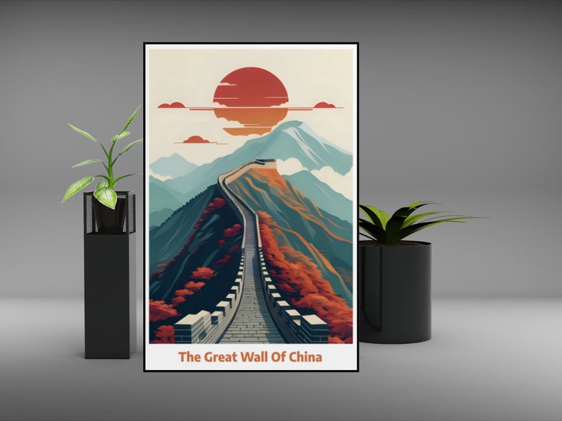 Great Wall of China Poster Stunning Landscape Art Print for Home Decor ...