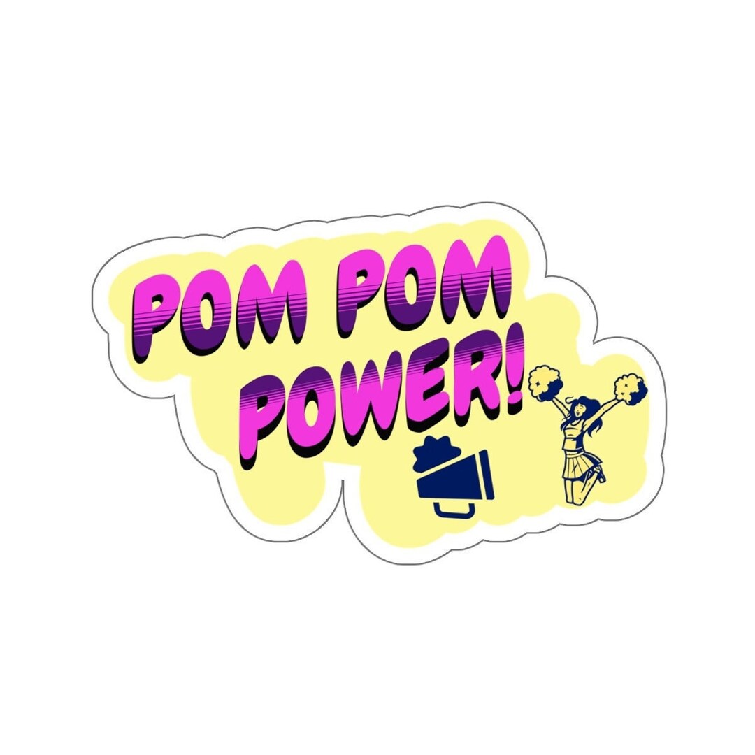 Pom Pom Power Sticker, Cheerleader Sticker, Vinyl Decal, Cheer Era ...