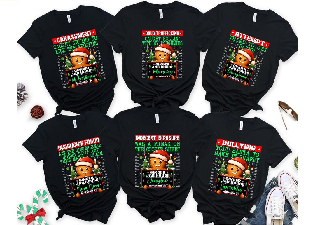 Funny Gingerbread Inmate Christmas Party Tees,family Christmas Shirt ...