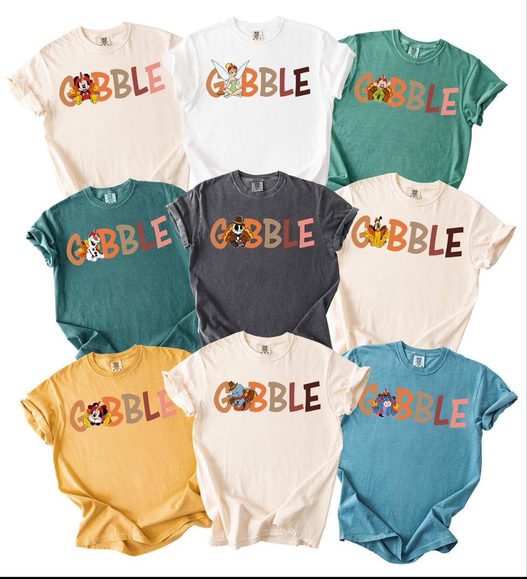 Gobble Disney Shirts, Thanksgiving Family Matching Tees, Mickey Minnie ...