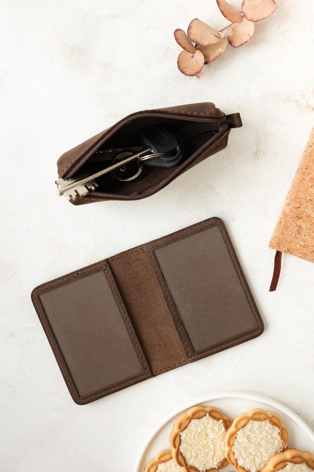 Personalized Leather Gift Set, Card Holder & Key Case - Etsy