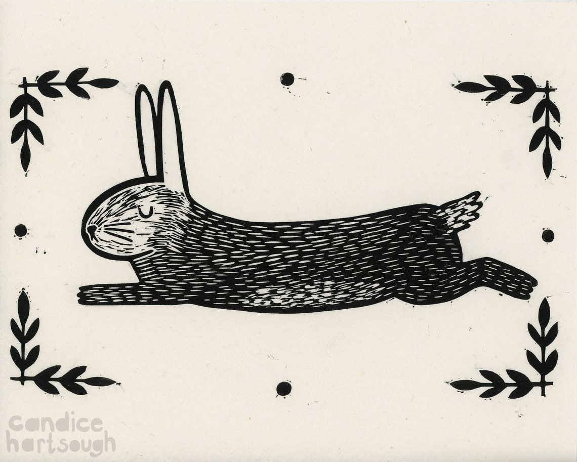 Rabbit 1 Block Print | Etsy