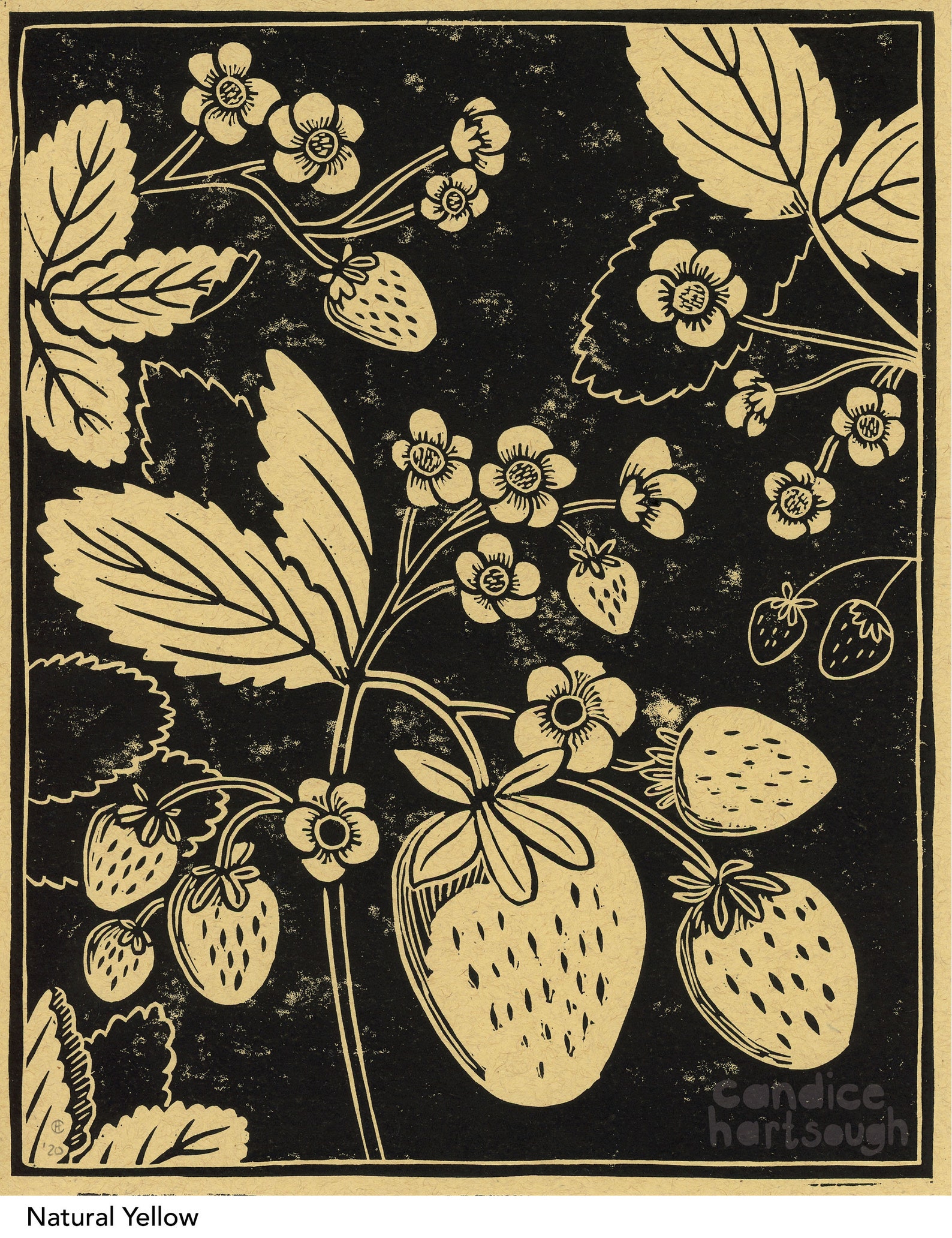 Strawberries Block Print - Etsy