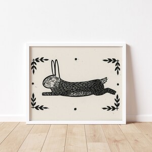 Rabbit 1 Block Print | Etsy