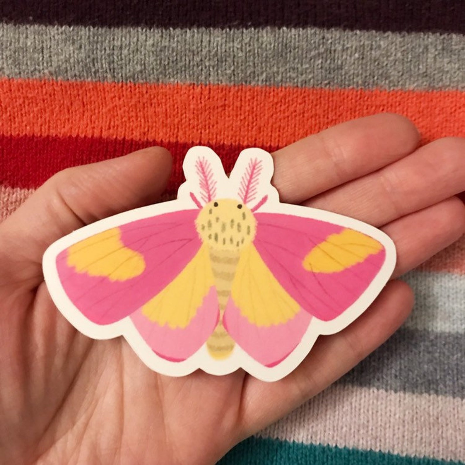 Rosy Maple Moth Vinyl Sticker - Etsy