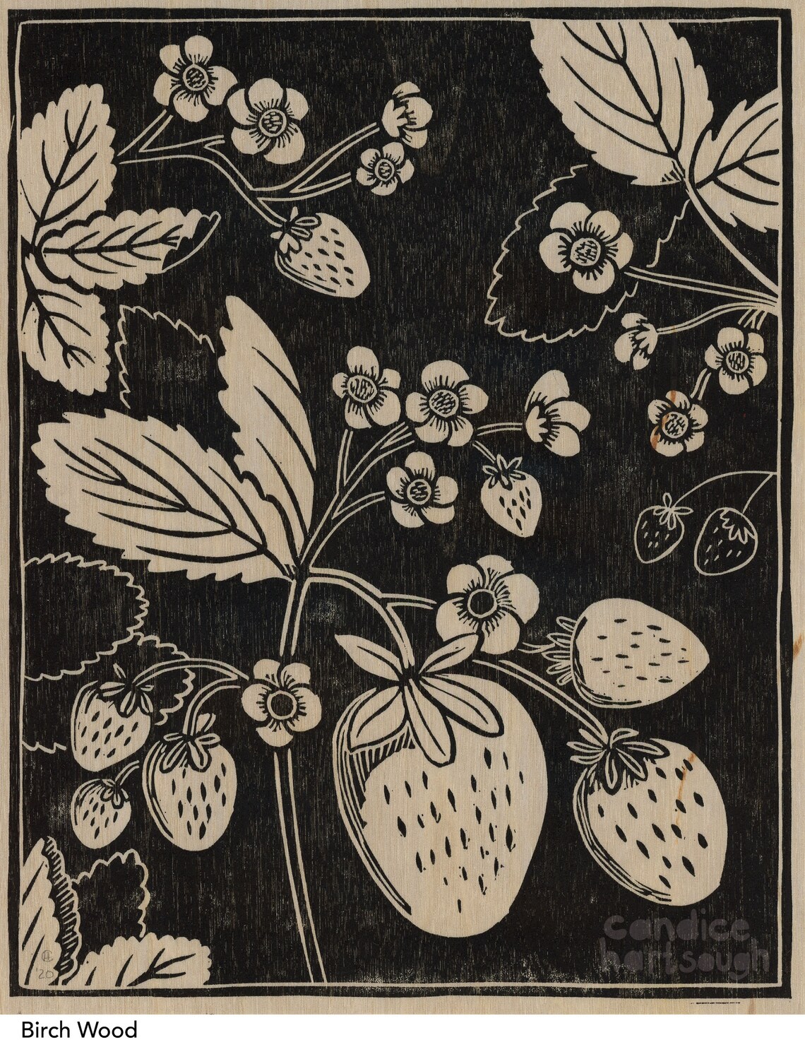 Strawberries Block Print - Etsy