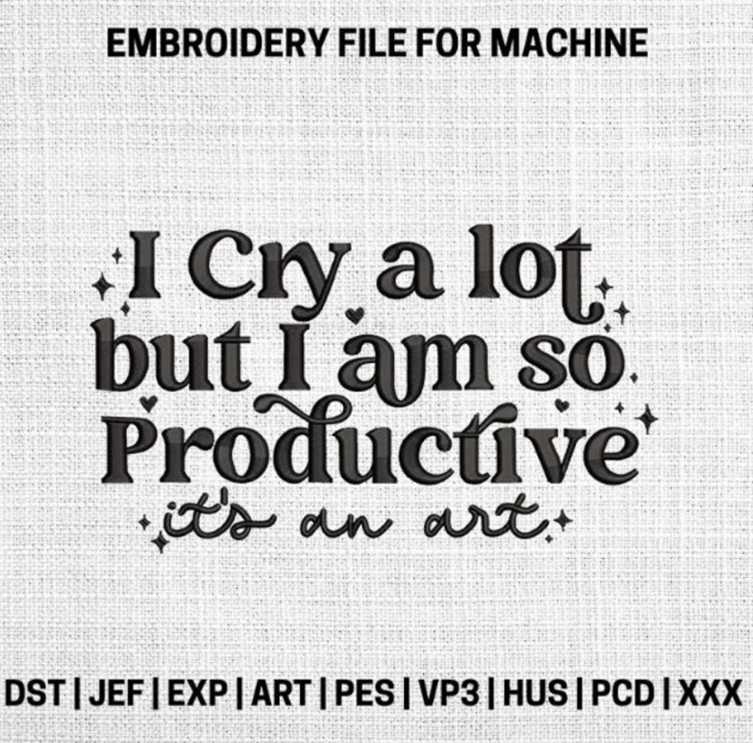 Swift Embroidery Designs, TTPD Embroidery Pattern, I Cry a Lot Machine ...
