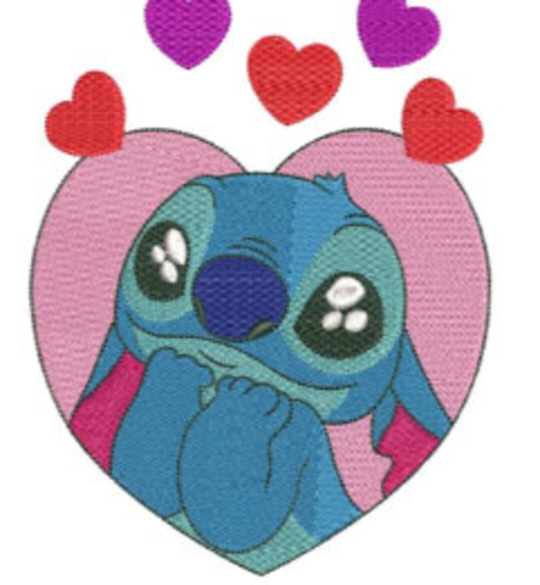Stitch With Hearts Animé Embroidery Design Lilo and Stitch Digital File ...