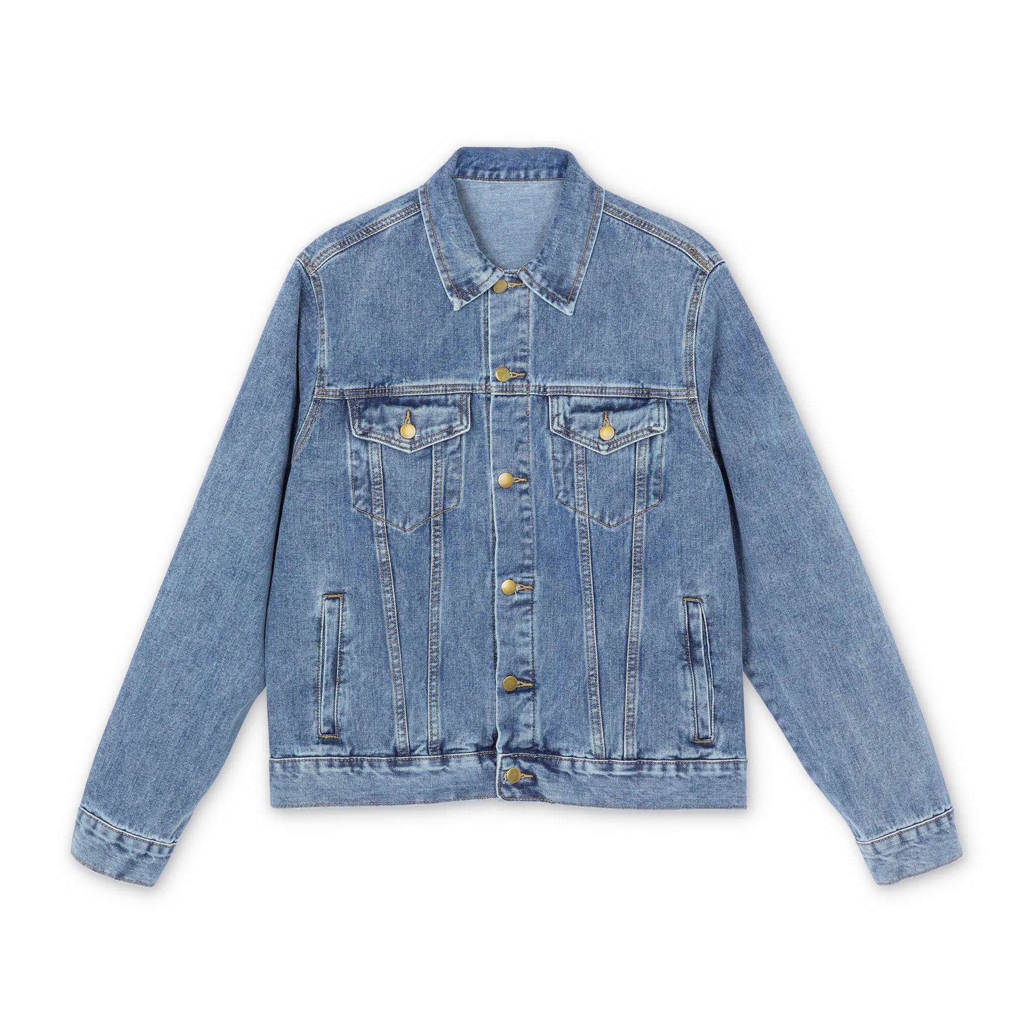 Men's Military Denim Jacket Veteran Christian Jean Coat Mens Patriotic ...