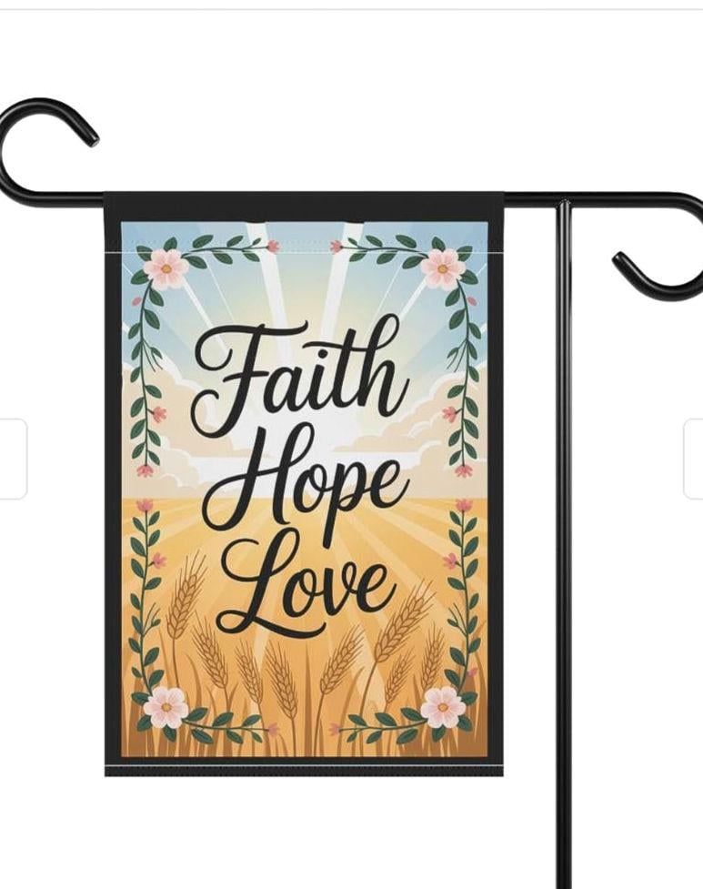 Inspirational Christian Garden Flag: Floral Faith, Hope, Love - Etsy