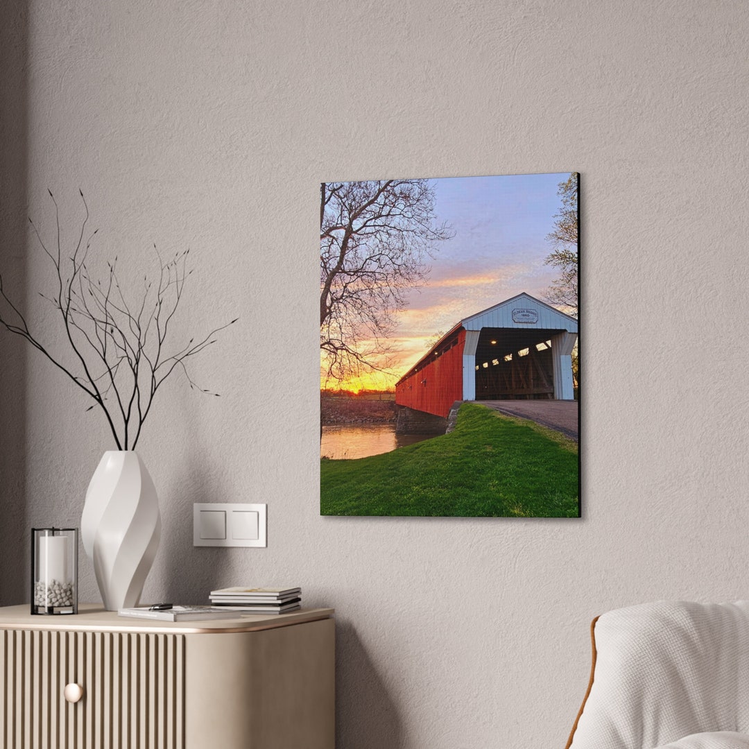 Covered Bridge Canvas Wall Art Ohio Photo Covered Bridge Home RV Cabin ...