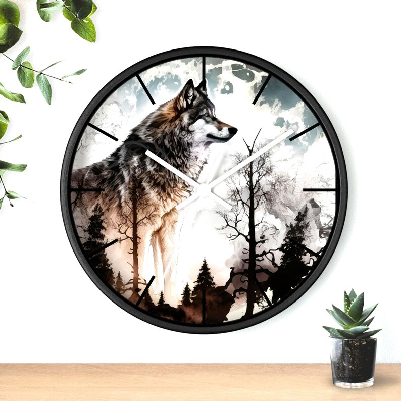 Scenic Wolf Wall Clock, Wildlife Cabin Decor - Etsy