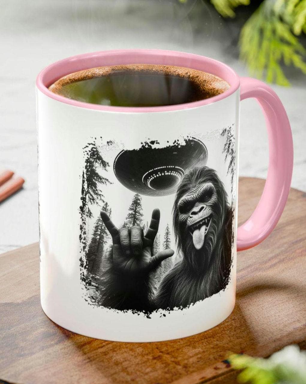 Bigfoot UFO Coffee Mug: Cryptid Alien Tea Cup - Etsy