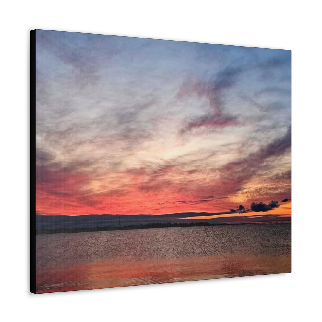 Sunset Lake Canvas Print Home RV Cabin Canvas Gallery Wrap Home Cabin ...