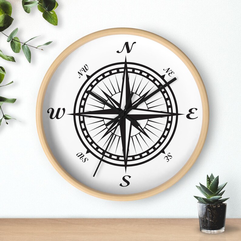 Nautical Compass Wall Clock: Vintage Adventure Theme Decor - Etsy
