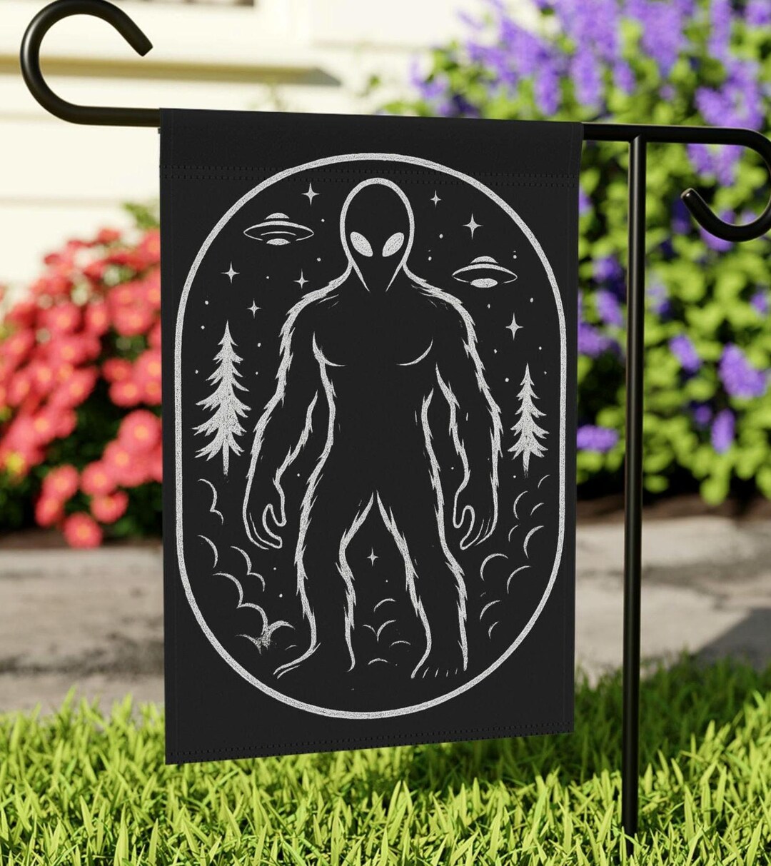 Cryptid Bigfoot Alien Garden Flag: Sasquatch Yard Art - Etsy