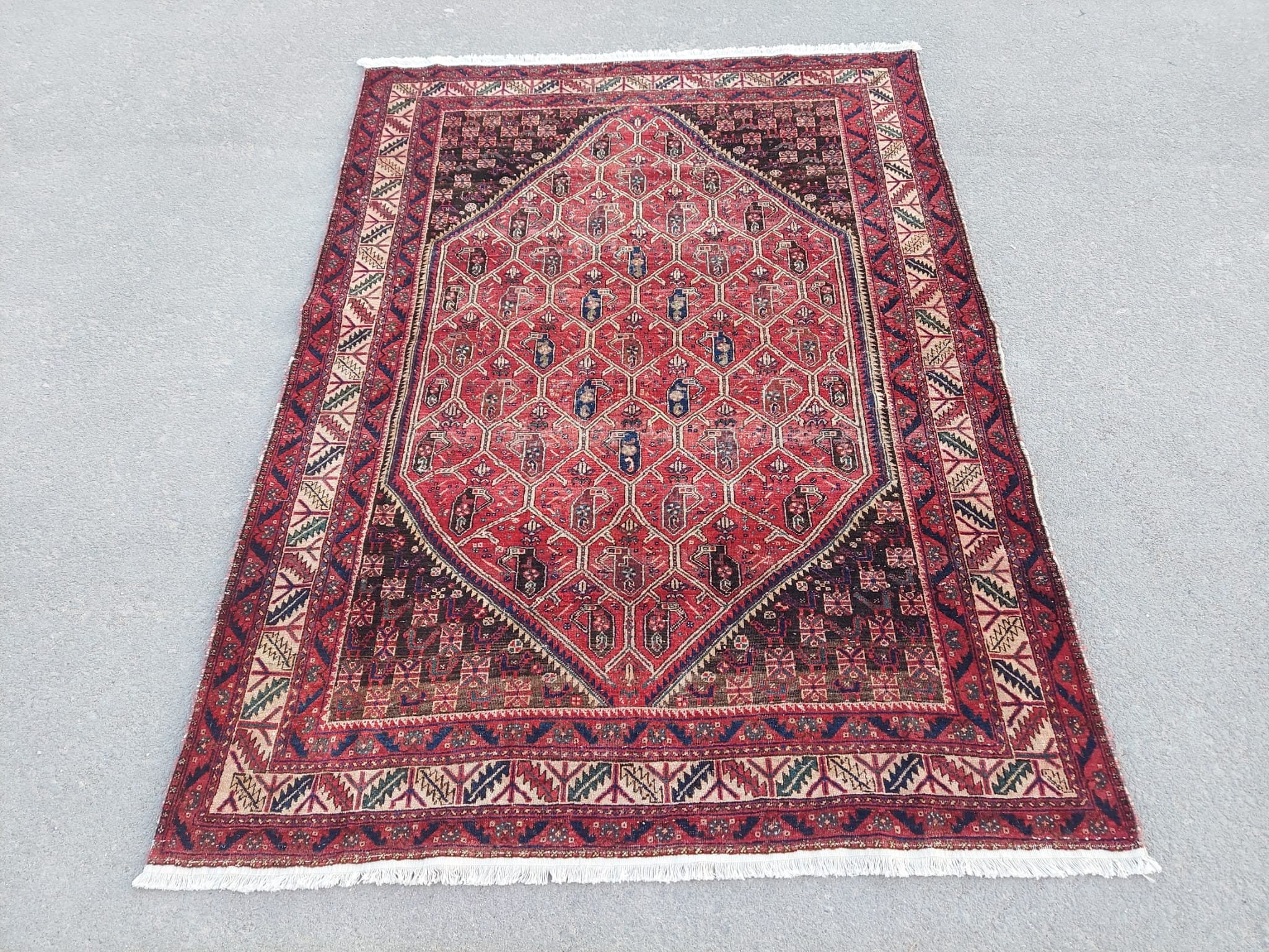 5x7 Persian Rug, Antique Rug 5x7 Heriz, Afghan Rug 5x7 Vintage, Vibrant ...
