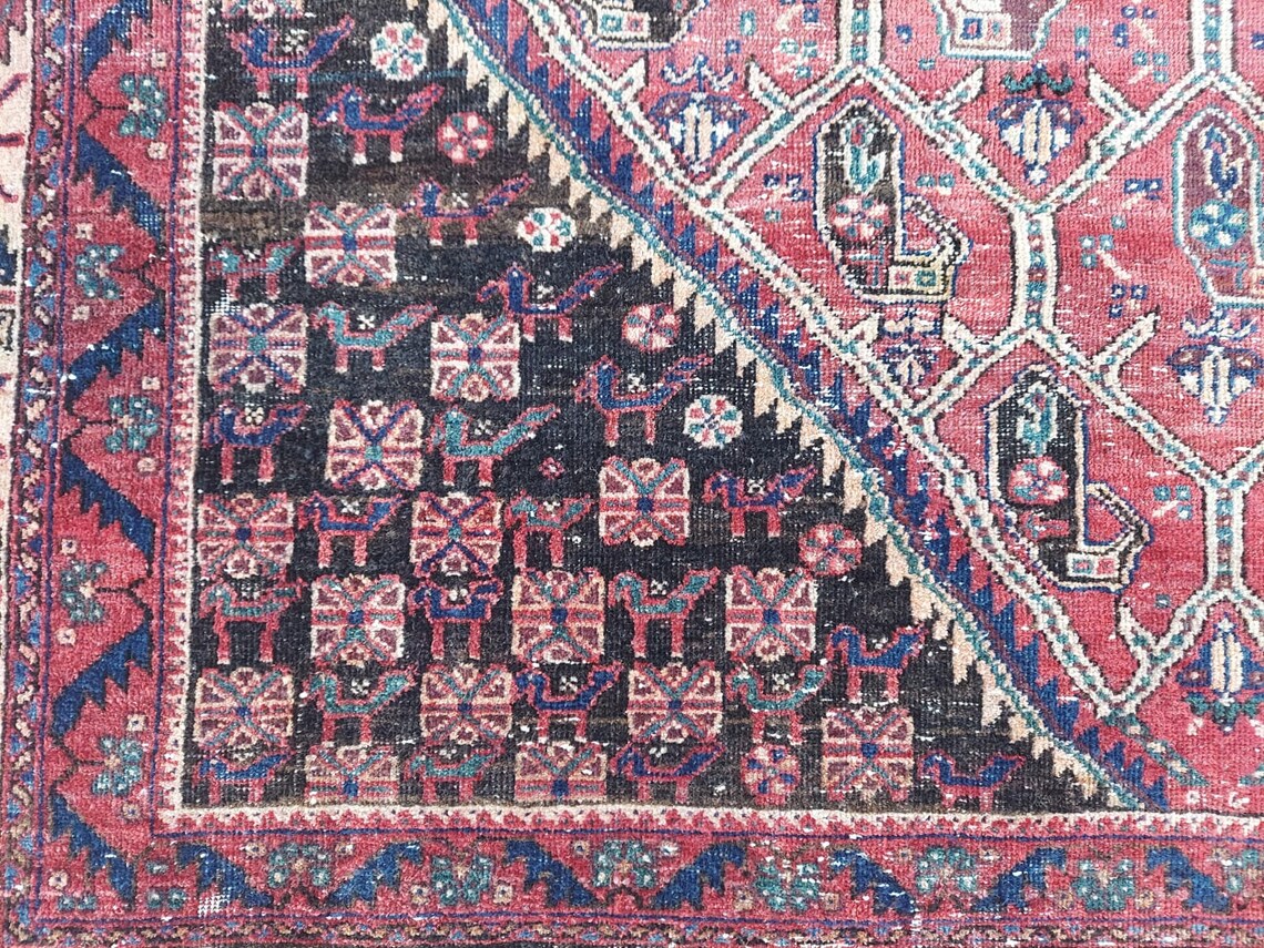 5x7 Persian Rug, Antique Rug 5x7 Heriz, Afghan Rug 5x7 Vintage, Vibrant ...