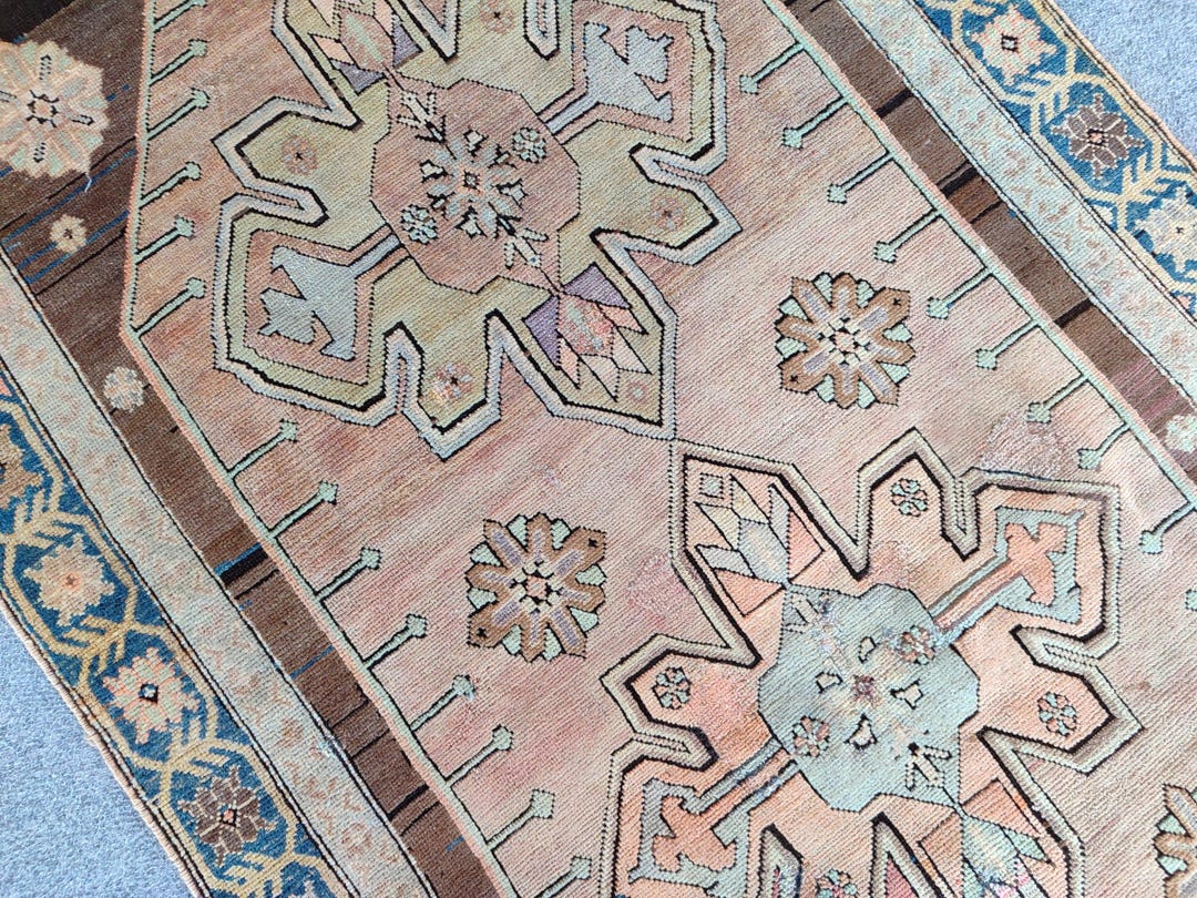 3x7 Vintage Runner, Persian 3x7 Heriz Rug Runner, Turkish 3x7 Oushak ...