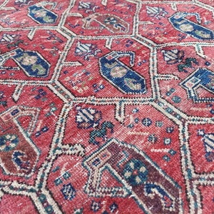 5x7 Persian Rug, Antique Rug 5x7 Heriz, Afghan Rug 5x7 Vintage, Vibrant ...