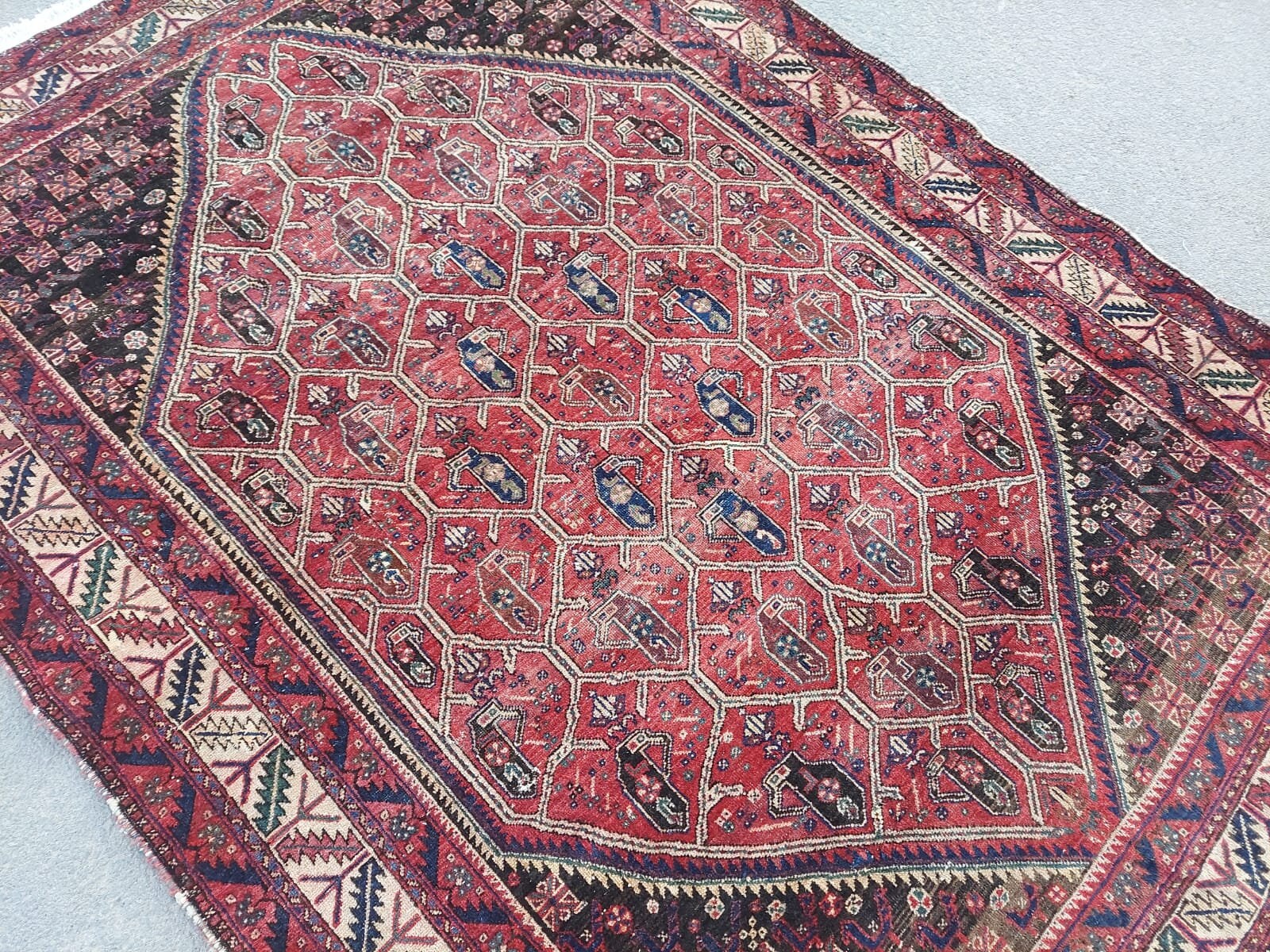 5x7 Persian Rug, Antique Rug 5x7 Heriz, Afghan Rug 5x7 Vintage, Vibrant ...