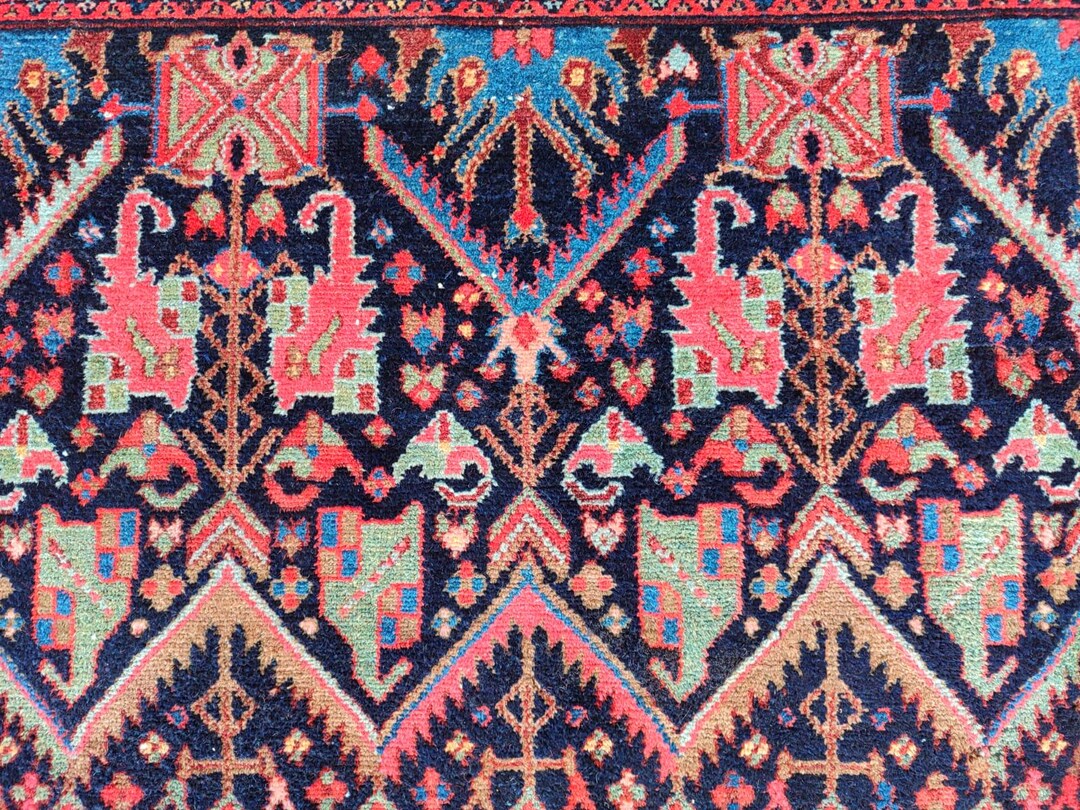 4x6 Navy Persian Rug, Antique 4x6 Malayer Rug, 4x6 Heriz Rug Vibrant ...