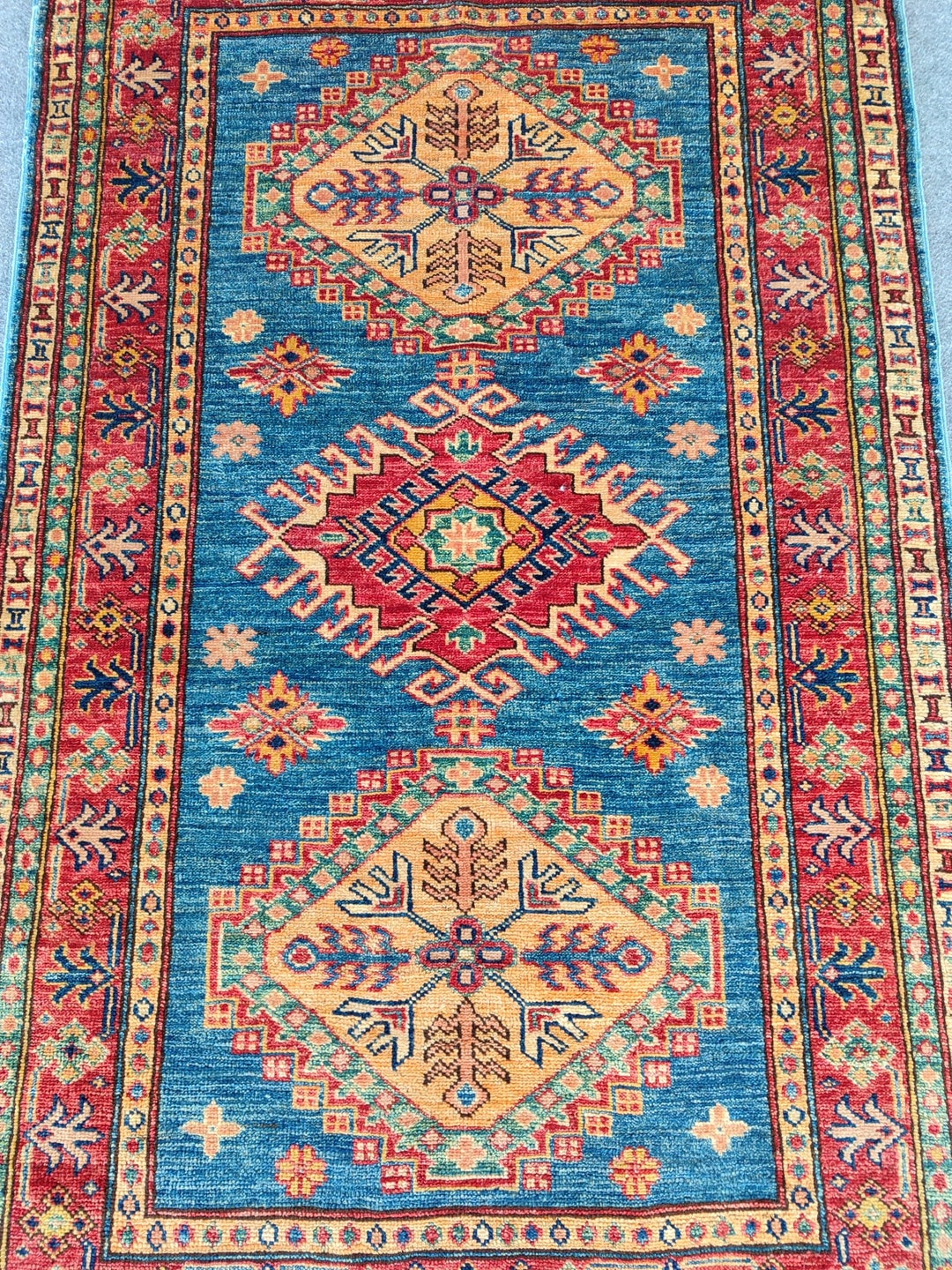 3x5 Blue Turkish Rug, Vintage Rug 3x5, Afghan Rug 3x5, Modern Oushak ...