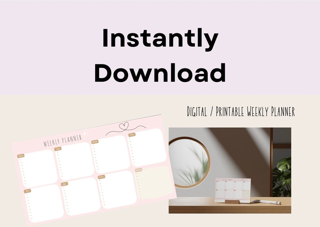 Digital/printable Weekly Planner - 7 Day Planner - Etsy