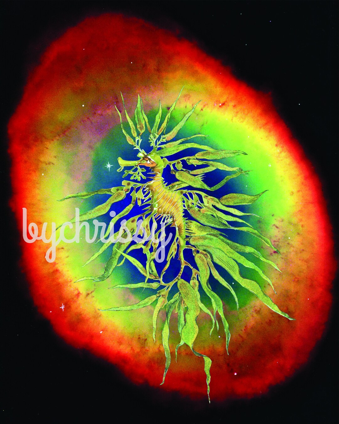 Leafy Space Dragon Collage Art Print 8x10 - Etsy