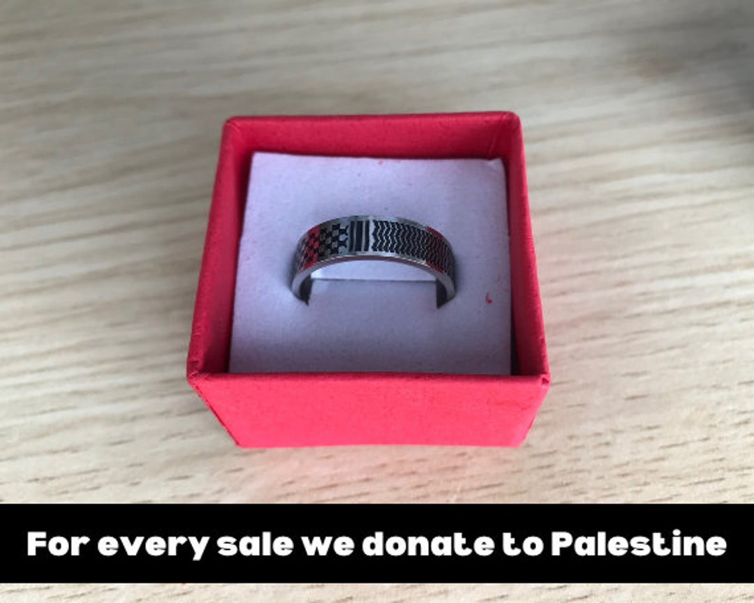 Palestine Ring With Ring Box, Palestine Keffiyeh Ring, Palestine ...