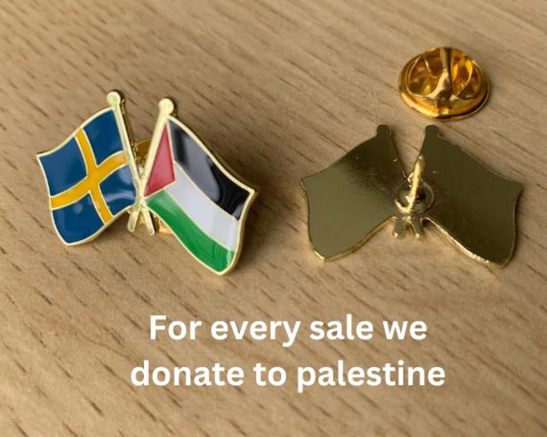 Palestine Sweden Friendship Pin Badge Palestine Fundraiser Gaza Badge ...