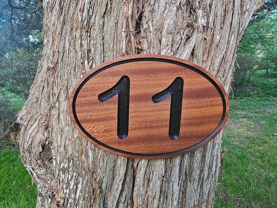 Custom House Address Sign, Oval Address Sign, Mahogany Custom Address ...