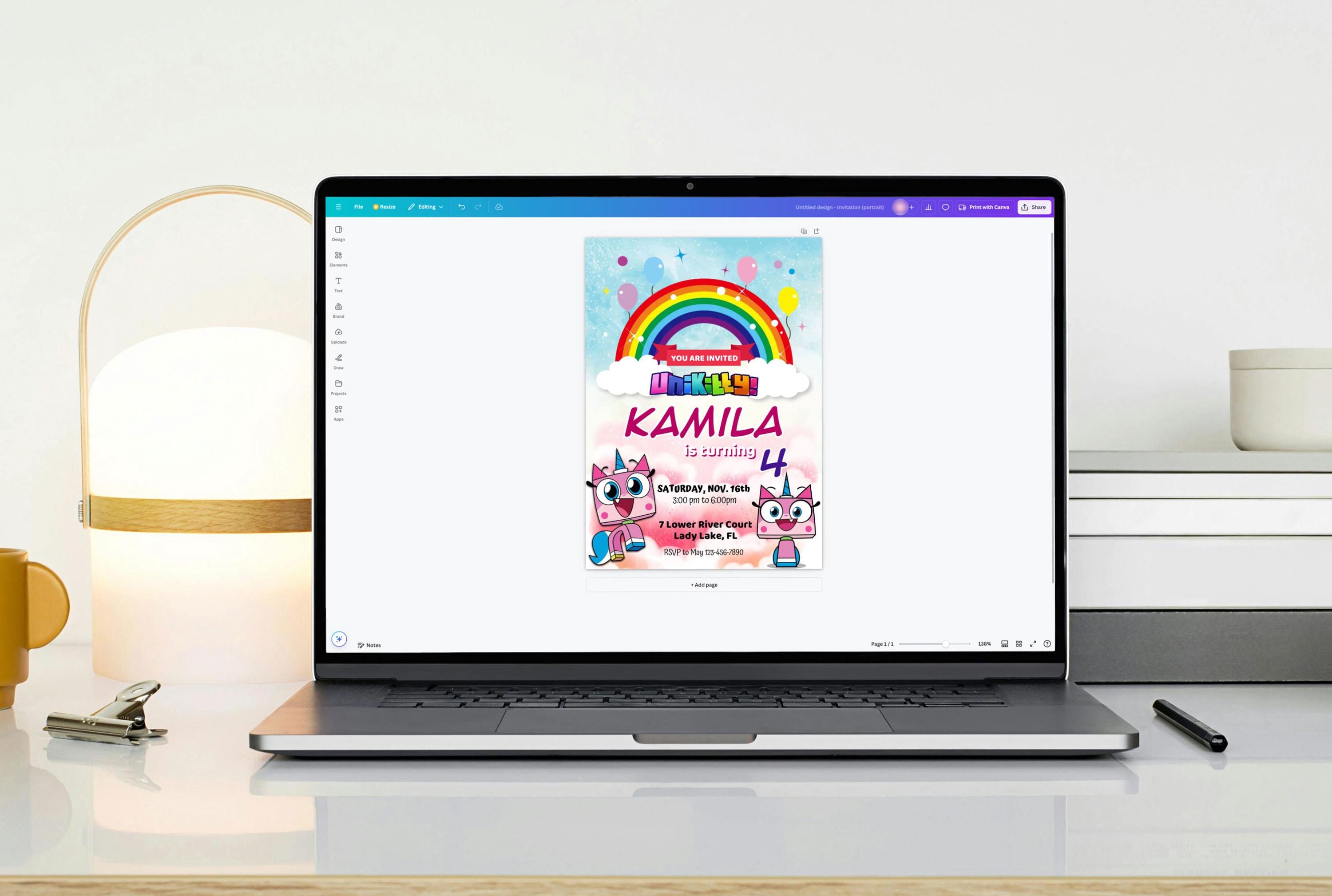 Unikitty Invitation Birthday Invitation, Kitty Birthday Invitation ...