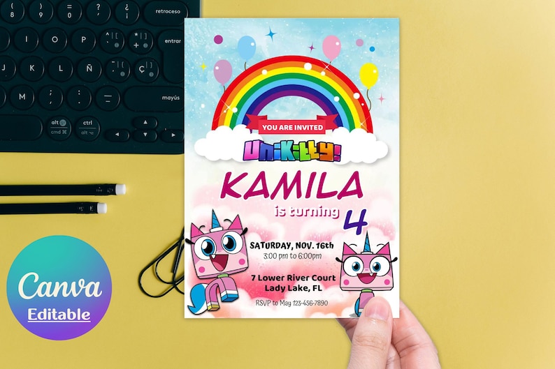 Unikitty Invitation Birthday Invitation, Kitty Birthday Invitation ...