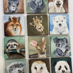 Pig Painting Mini Animal Art Oil Painting Miniature Canvas and Easel ...