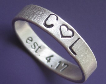 Sterling Silver Inner Hidden Message Custom Ring | Etsy