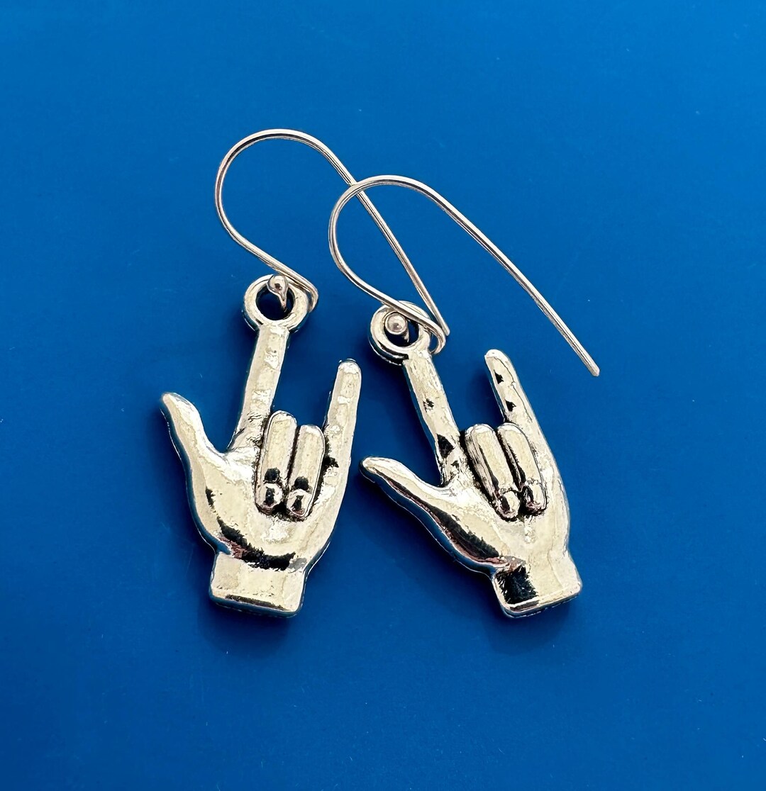 ASL I Love You Sign Language Earrings - Etsy