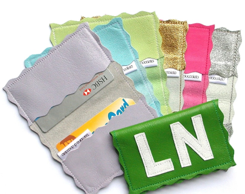 Monogrammed Women's Slim Wallet | Genuine Leather Business Card Holder ...