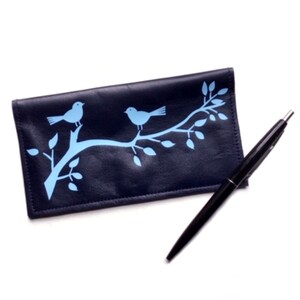 Birds on a Tree Branch Leather Checkbook Cover, Leather Checkbook ...