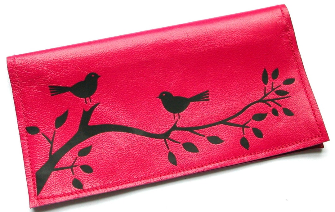 Berri Birds Lambskin Leather Checkbook Cover: Italian Leather Wallet - Etsy
